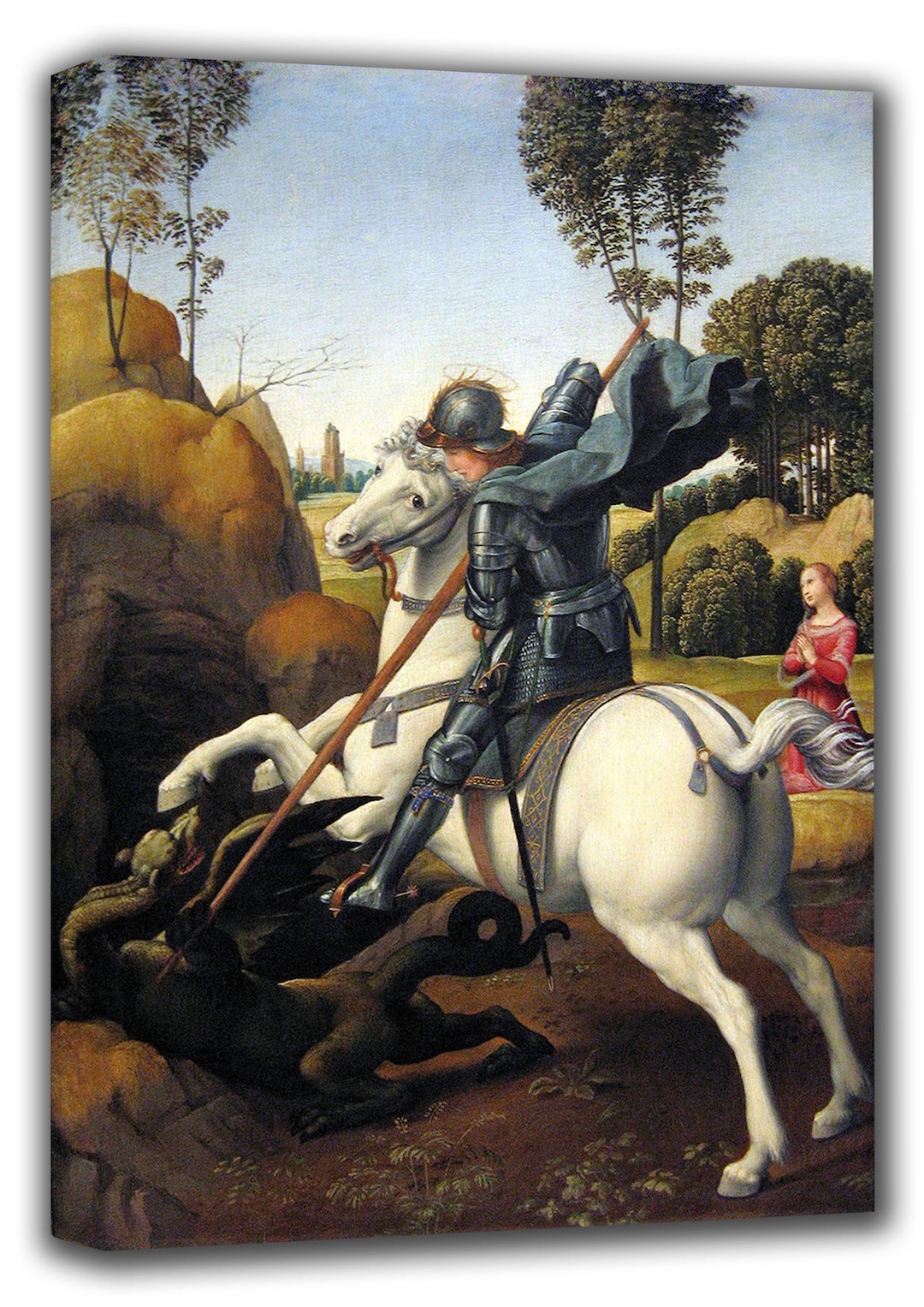 Canvas Art Print of Raphael: Saint George and the Dragon. Large Size 30 ...