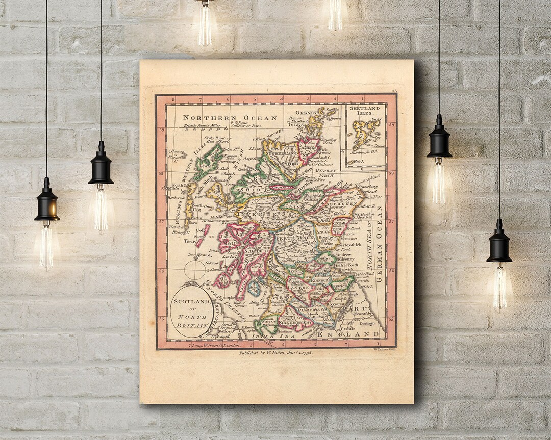 Canvas Art Print of A Map of England and Wales or South Britain, 1798 ...