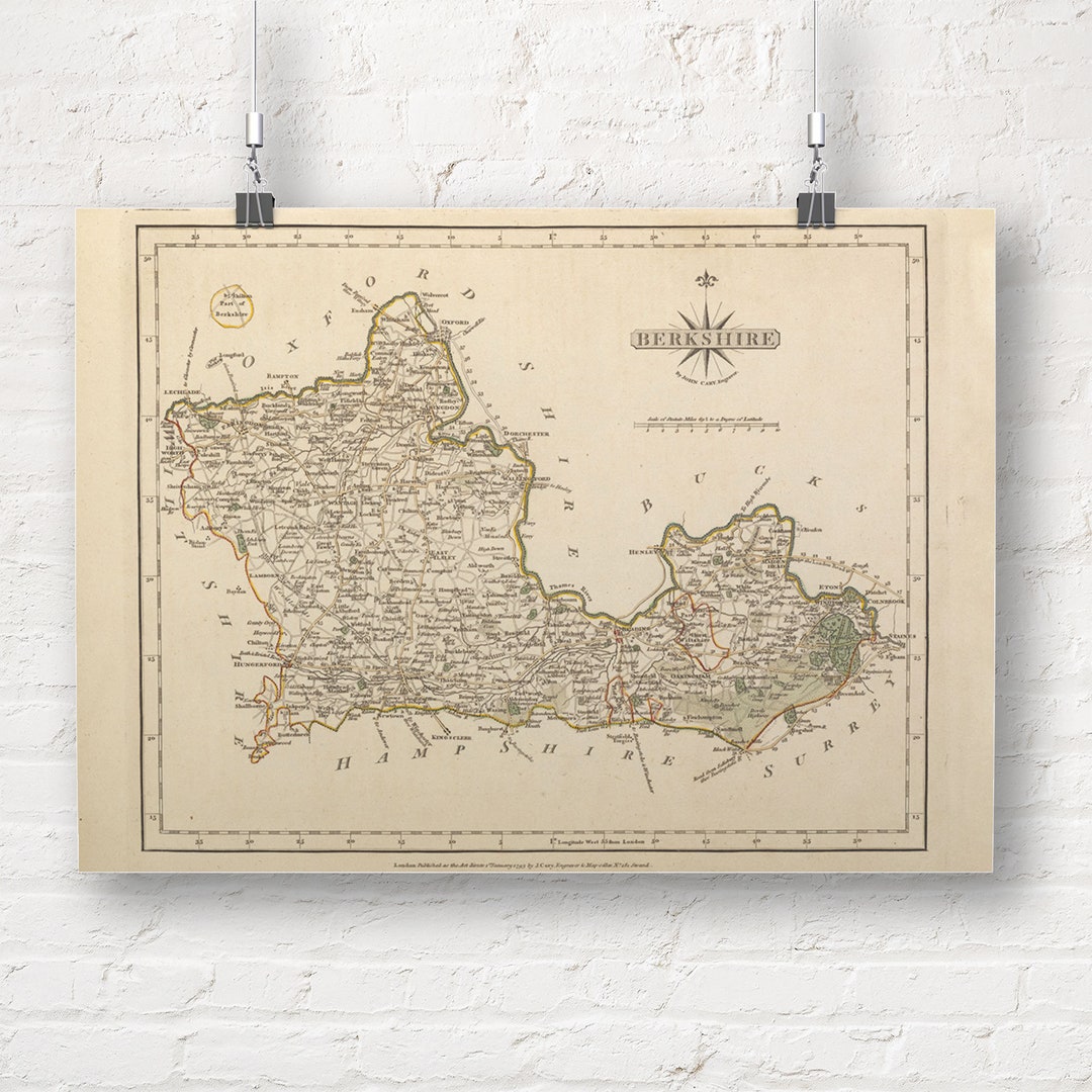 Map of Berkshire, England 1793. Vintage/antique Style Old Map Repro ...