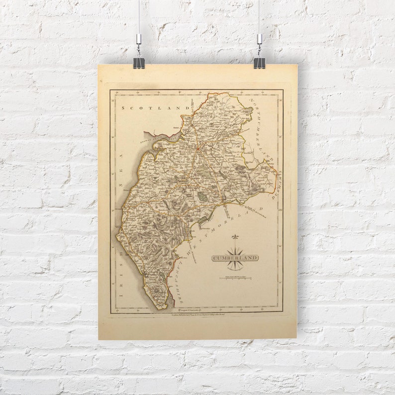 Map of Cumberland, England 1793. Vintage/antique Style Old Map Repro ...