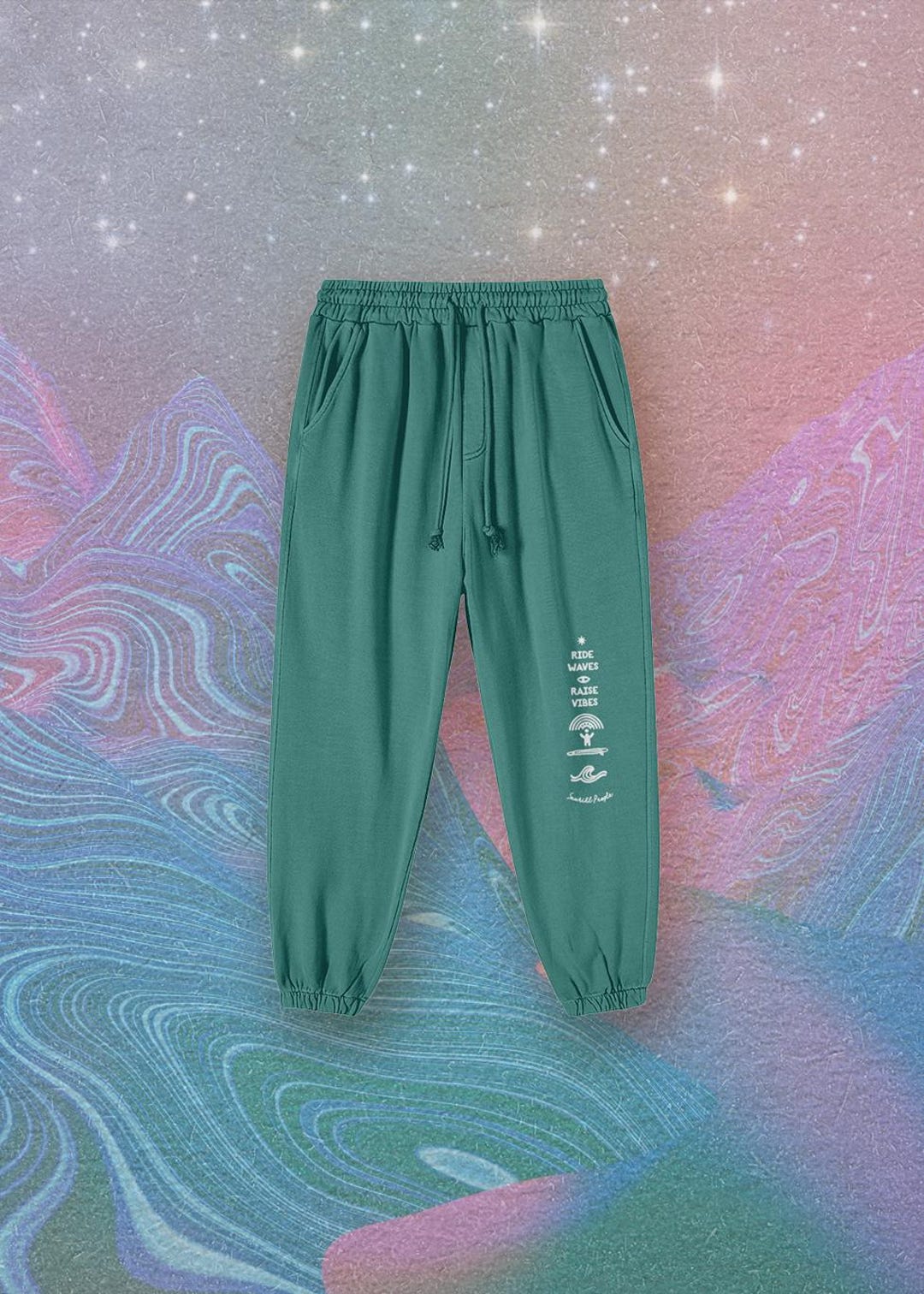 Embroidered Surf Tracksuit Pants: 100% Cotton Casual Streetwear Ride ...
