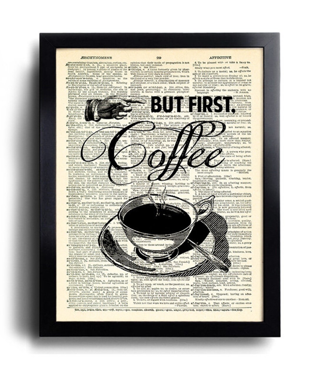 But First Coffee Quote Kitchen Art Print Vintage Book Print Recycled ...
