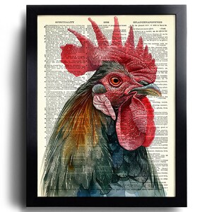 Rooster Print Set of 5 Rooster Chicken Poster Rooster Painting Chicken ...