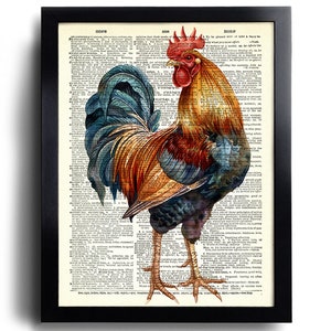 Rooster Print Set of 5 Rooster Chicken Poster Rooster Painting Chicken ...