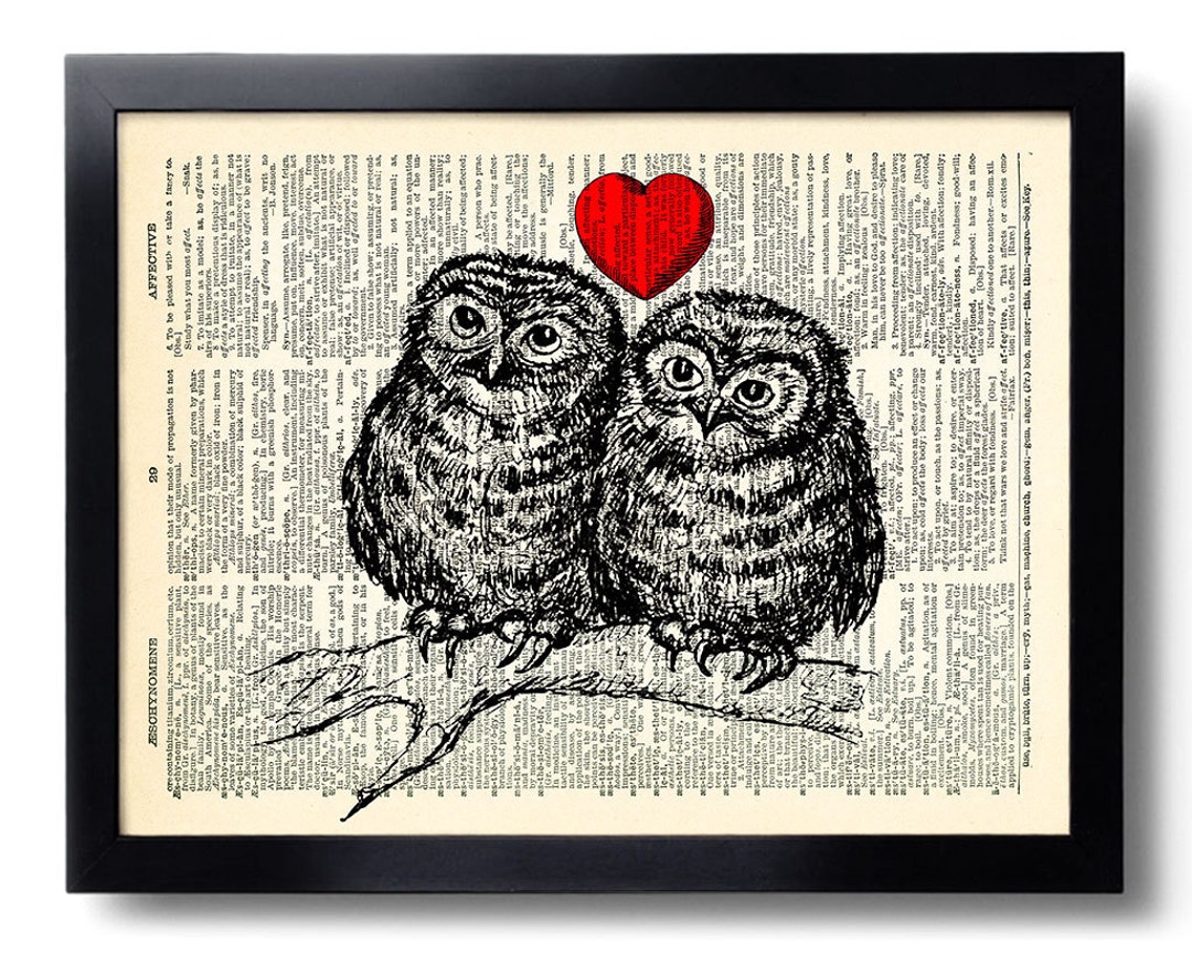 Búho amor Búho corazón Búhos amor Impresión de arte Impresión de página ...