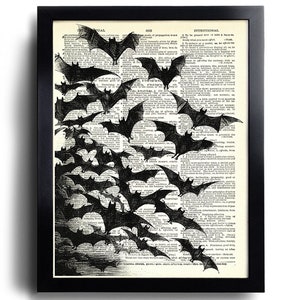 Bat Print Set of 6 Prints Bat Poster Bat Gothic Decor Bat Wall Art Bat ...