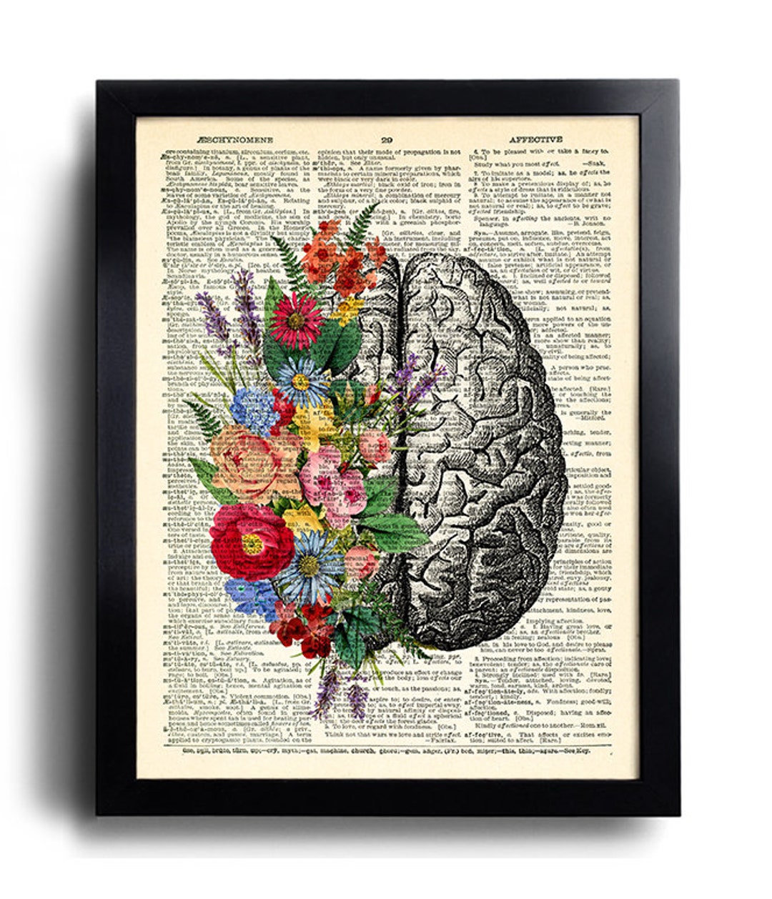 Human Brain Print Flowers Anatomical Brain Poster Human Brain Medical ...