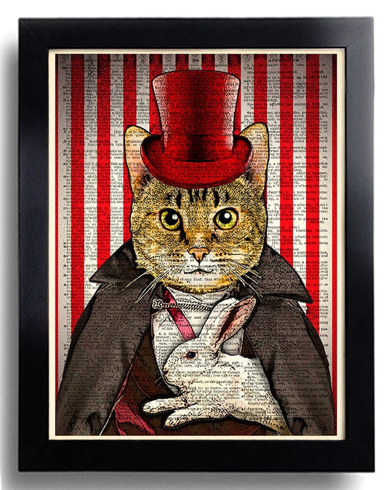 Cat Print Circus Cat Art Print Cat Kid Gift Idea Cat Kid Room | Etsy