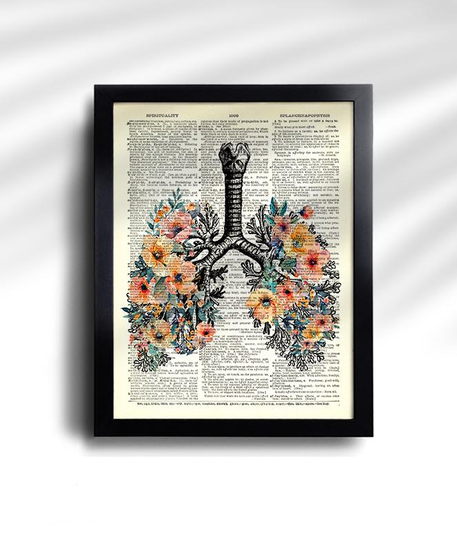Anatomy Print Set of 6 Human Anatomy Poster Floral Medical Wall Art ...