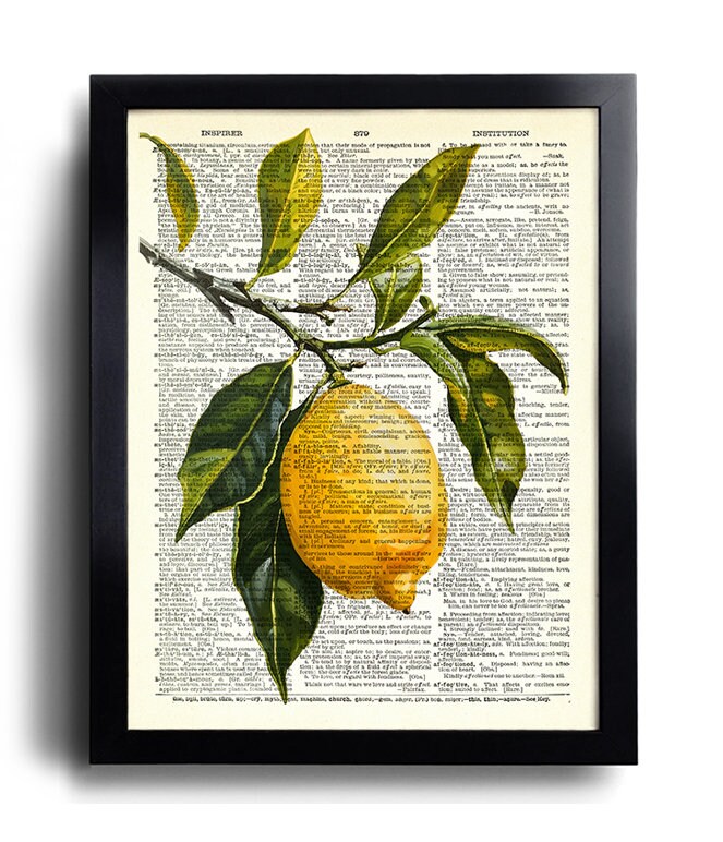 Lemon Print Set of 6 Lemon Wall Art Lemon Poster Lemon Painting Lemon ...