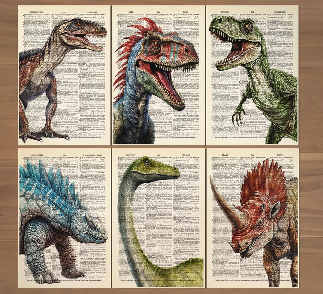Dinosaur Print Set of 6 Prints Dinosaur Poster Dinosaur Decor Dinosaur ...