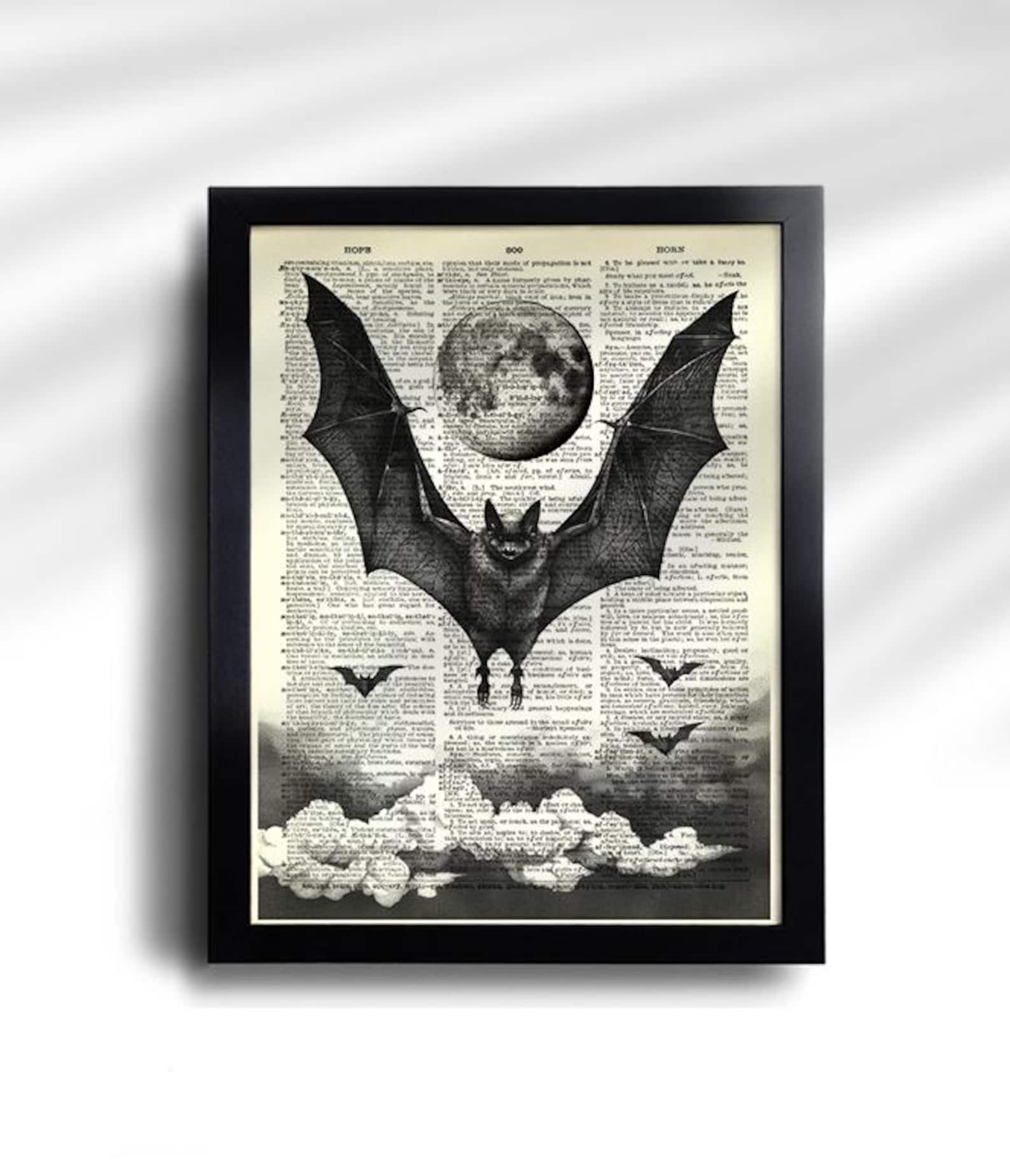 Bat Print Set of 6 Prints Bat Poster Bat Gothic Decor Bat Wall Art Bat ...