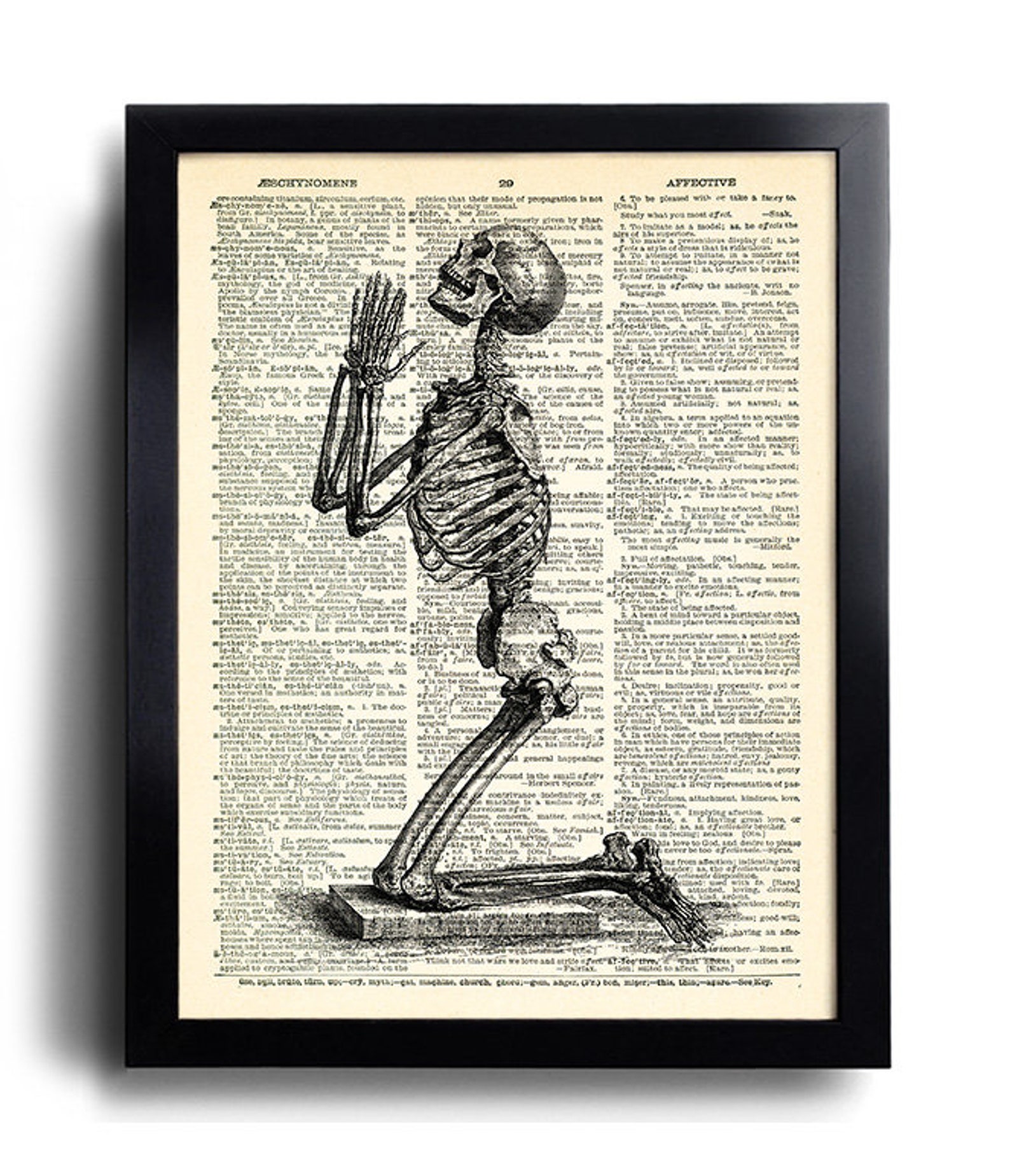 Praying Anatomical Skeleton Art Print Vintage Skeleton | Etsy