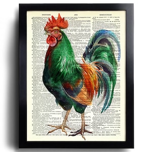 Rooster Print Set of 5 Rooster Chicken Poster Rooster Painting Chicken ...