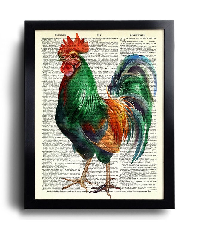 Rooster Print Set of 5 Rooster Chicken Poster Rooster Painting Chicken ...