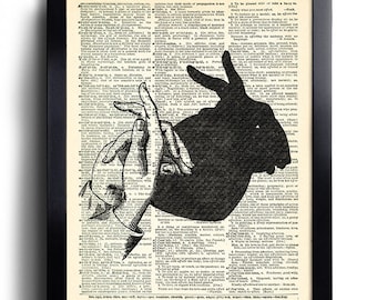 Hand Shadow Rabbit Art Print Dictionary Page Decorative | Etsy