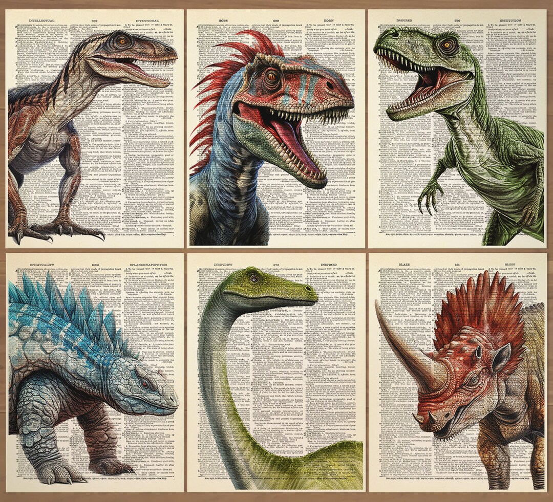 Dinosaur Print Set of 6 Prints Dinosaur Poster Dinosaur Decor Dinosaur ...