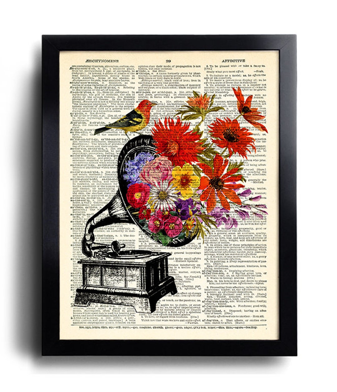 Gramophone Art Print Gramophone Flowers Poster Gramophone Wall Art ...