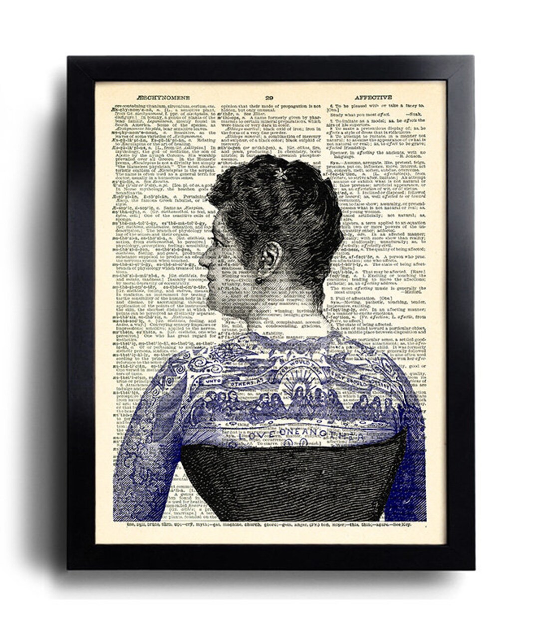 Tattooed Lady Victorian Tattoo Art Print, Vintage Tattoo Studio Decor ...