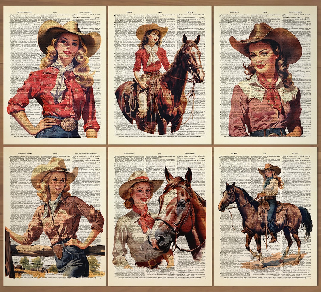 Cowgirl Print Set of 6 Cowgirl Poster Vintage Cowboy Wall Art Cowboy ...