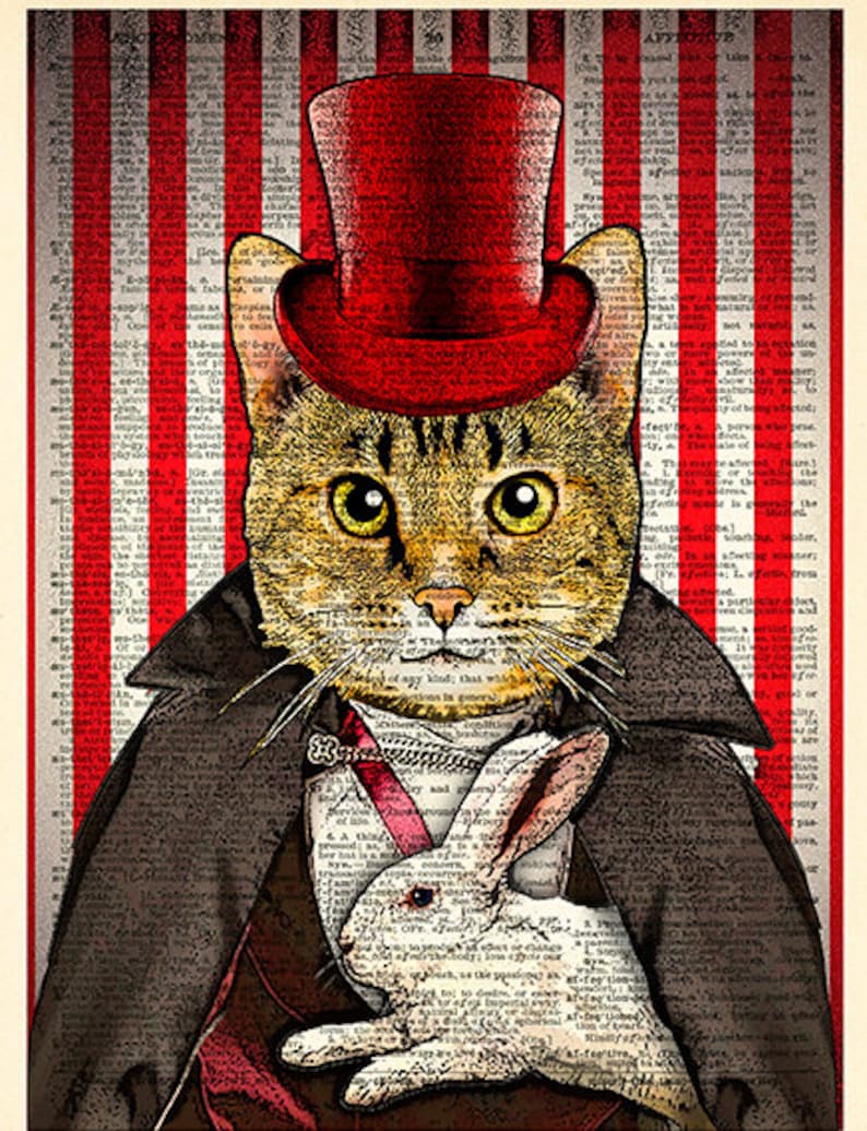 Cat Print Circus Cat Art Print Cat Kid Gift Idea Cat Kid Room | Etsy