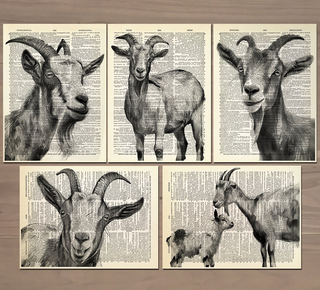 Goat Print Set of 5 Goat Poster Goat Painting Goat Art Print Goat Gifts ...