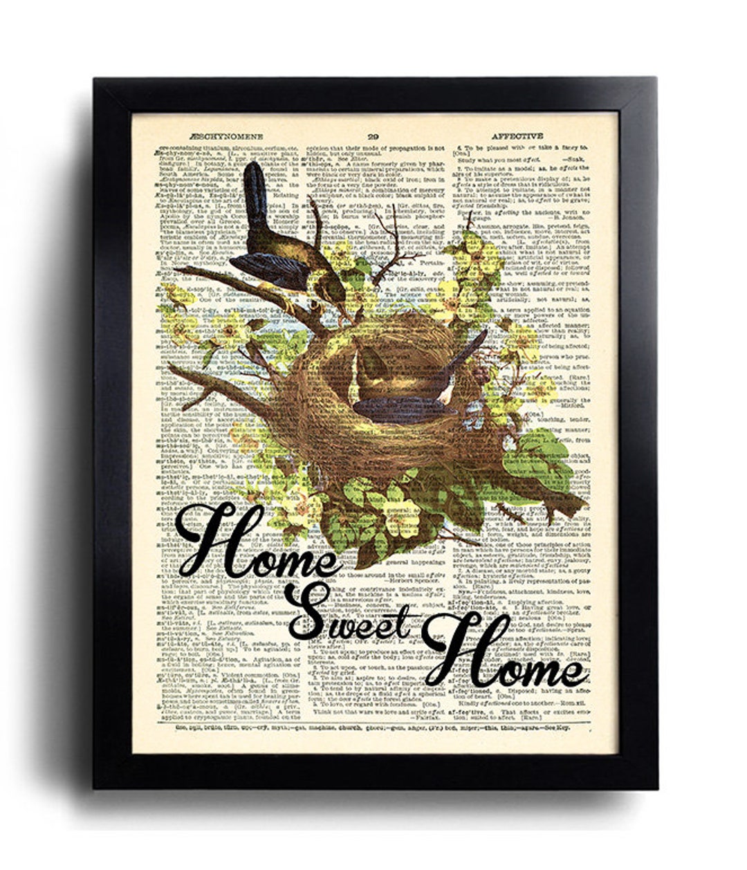 Home Sweet Home Quotes Nest Bird Print Poster Book Page Art Home Art ...