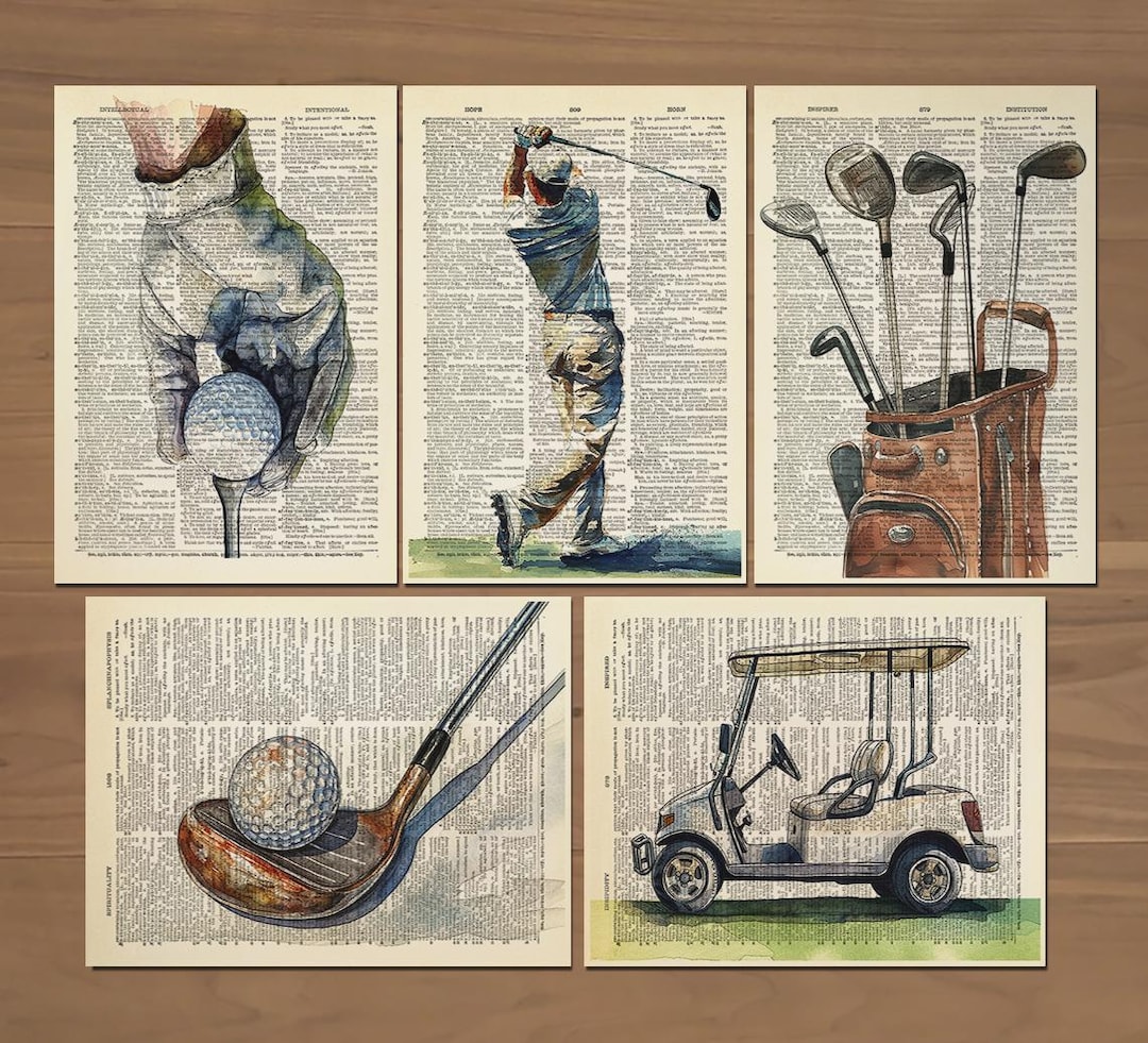 Golf Print Set of 5 Golf Poster Golfing Poster Vintage Golf Wall Decor ...