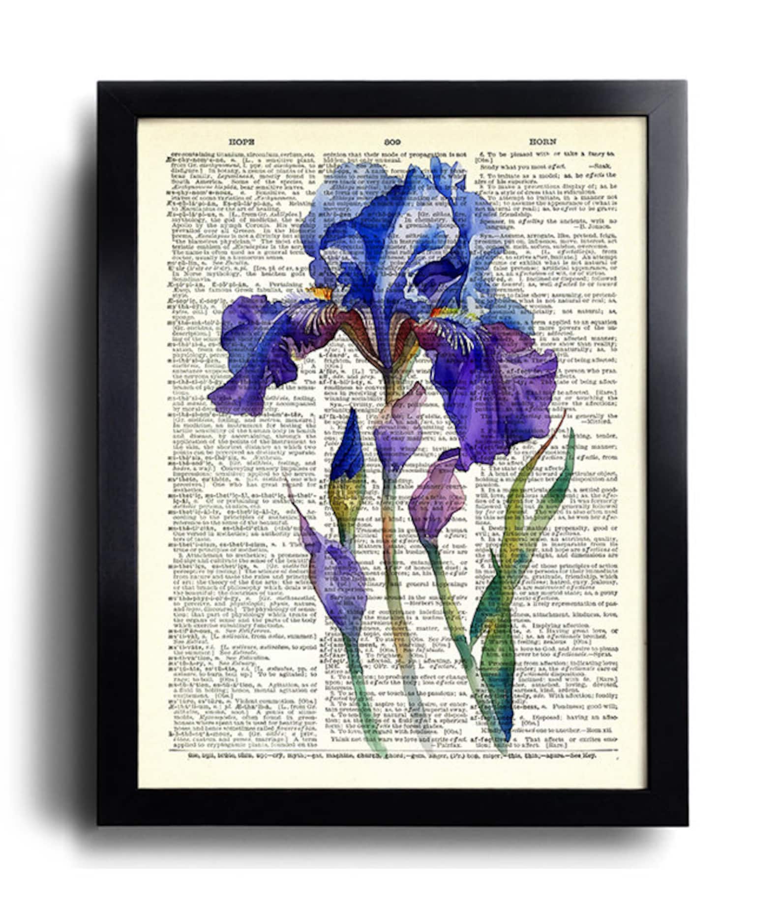 Iris Flower Print Set of 6 Iris Flowers Wall Art Iris Poster Iris Print ...