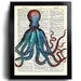 Octopus Print Set of 5 Octopus Poster Octopus Prints Squid Gift Set ...