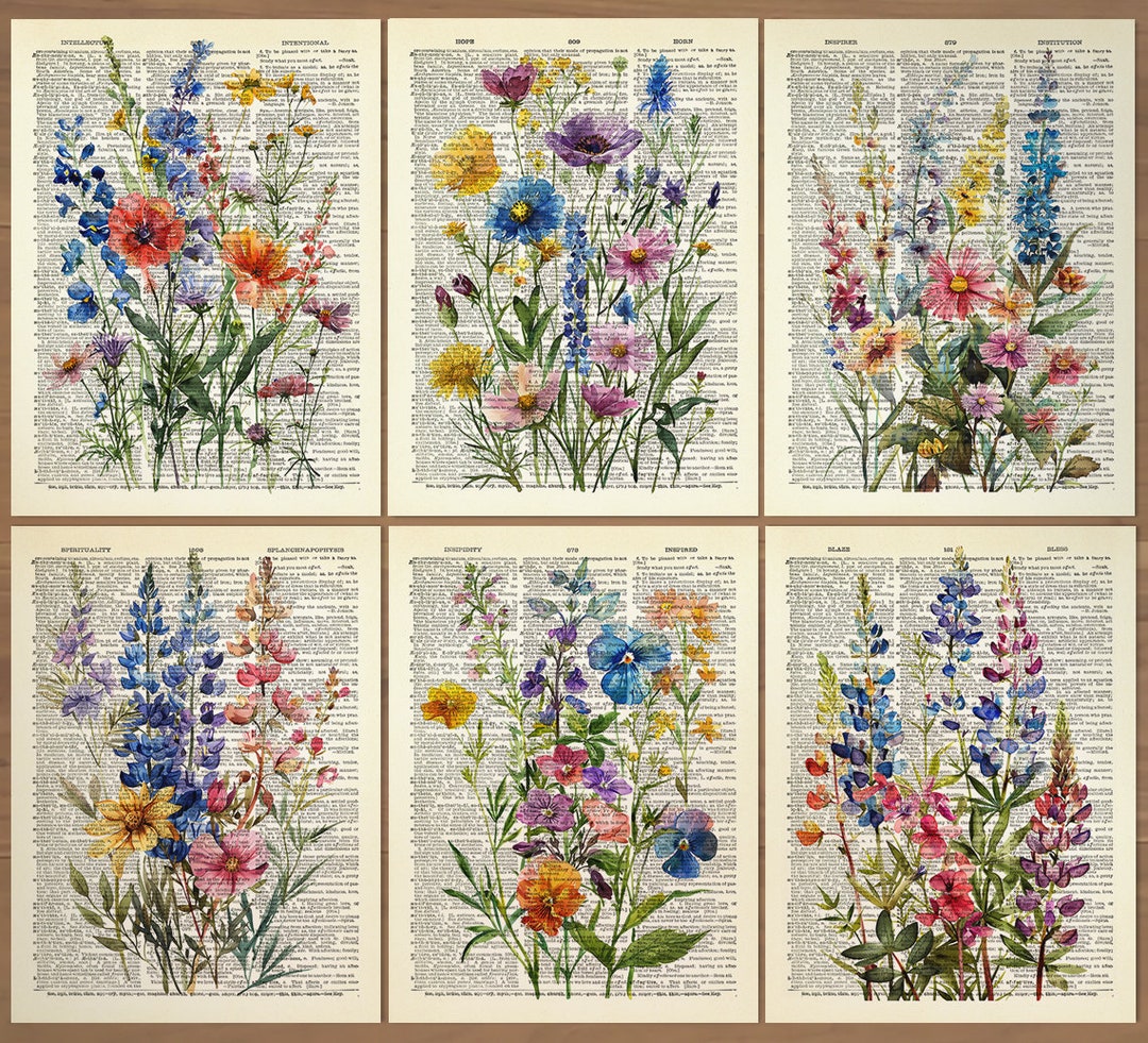 Wildflower Prints Set of 6 Wildflowers Wall Art Flower Poster Wild ...