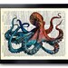 Octopus Print Set of 5 Octopus Poster Octopus Prints Squid Gift Set ...