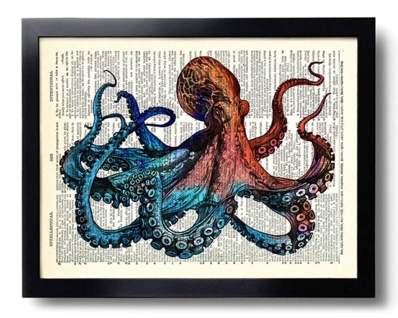 Octopus Print Set of 5 Octopus Poster Octopus Prints Squid Gift Set ...