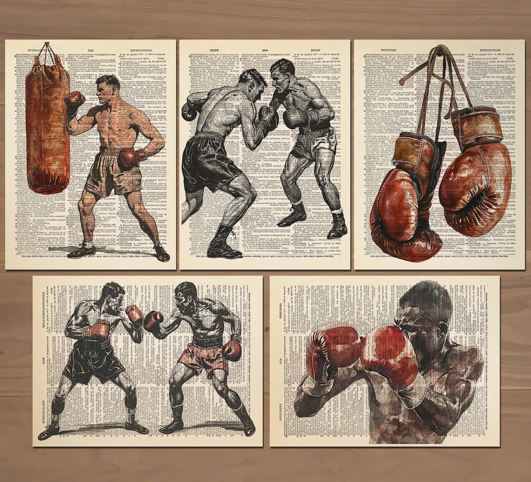 Boxing Print Set of 5 Boxing Poster Vintage Boxing Wall Decor Boxing ...