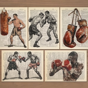 Boxing Print Set of 5 Boxing Poster Vintage Boxing Wall Decor Boxing ...