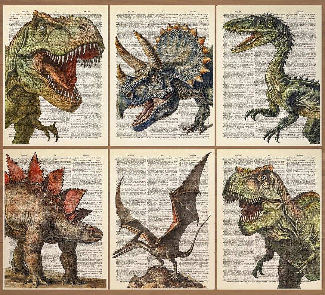 Dinosaur Print Set of 6 Prints Dinosaur Poster Dinosaur Decor Dinosaur ...