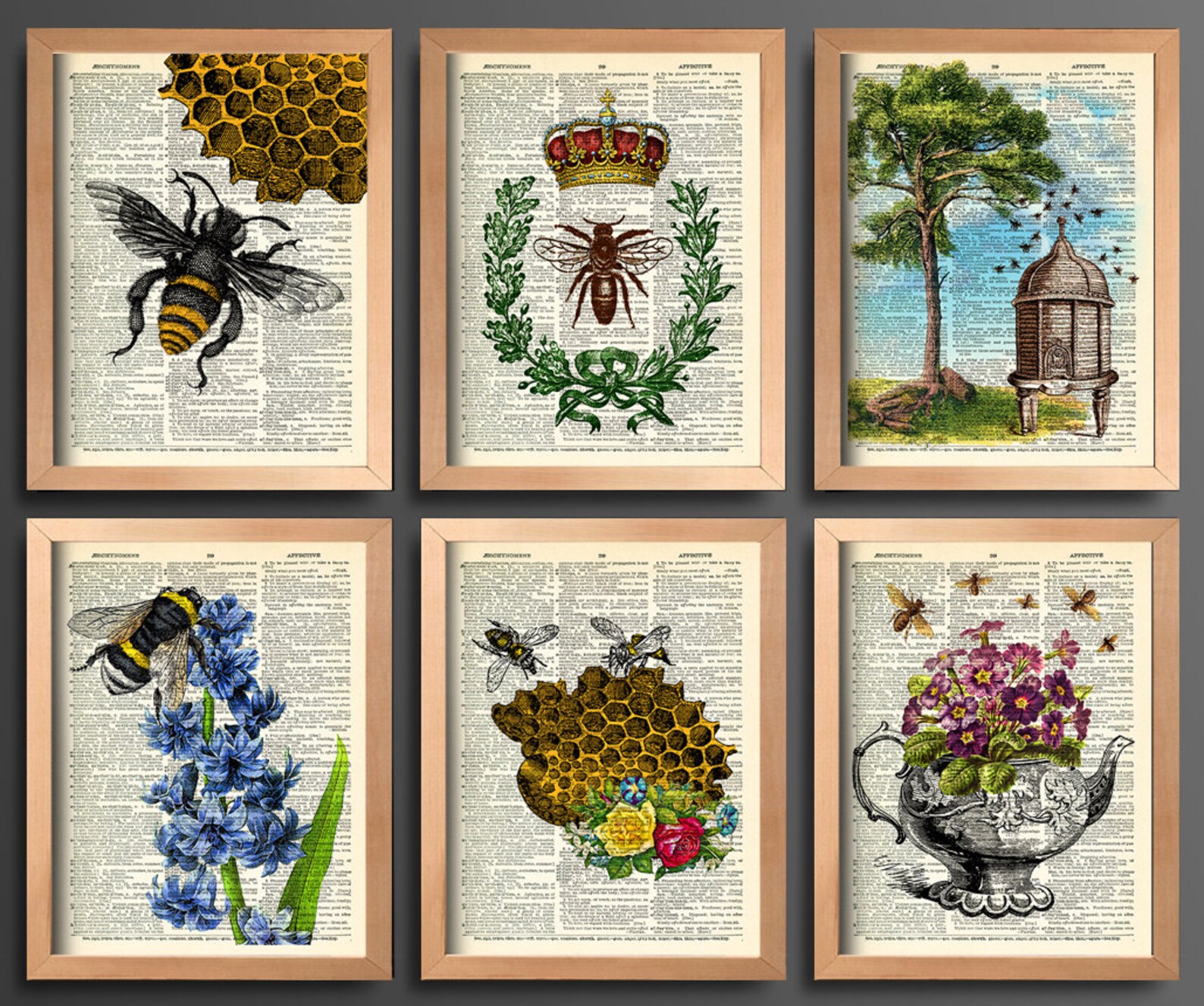 Bee Decor Bees Set of 6 Prints Bee Farmhouse Decor Bees Poster - Etsy