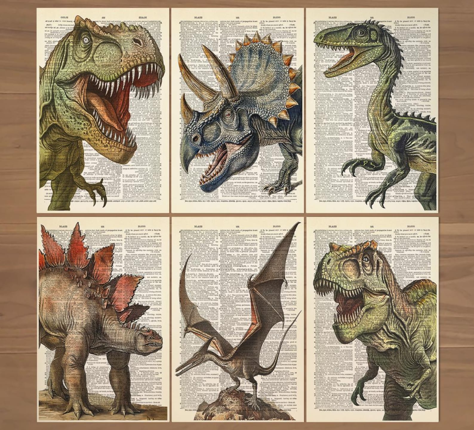 Dinosaur Print Set of 6 Prints Dinosaur Poster Dinosaur Decor Dinosaur ...