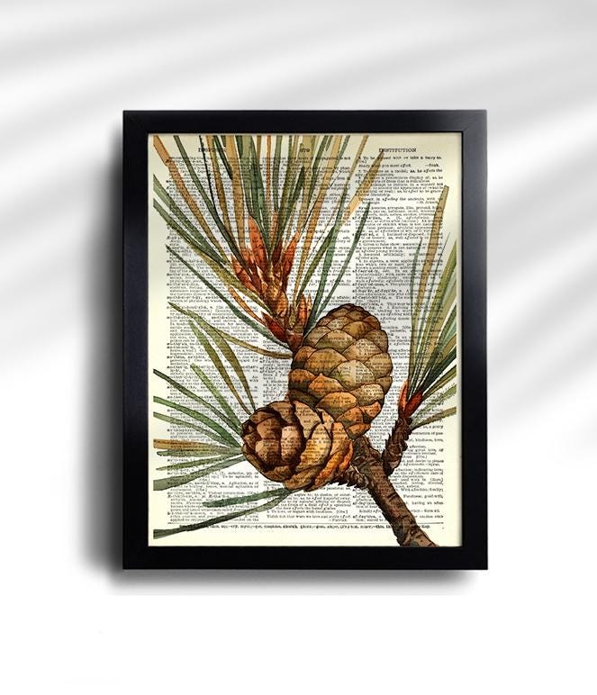 Pine Tree Print Set of 6 Pine Poster Pine Cone Print Forest Art Country ...