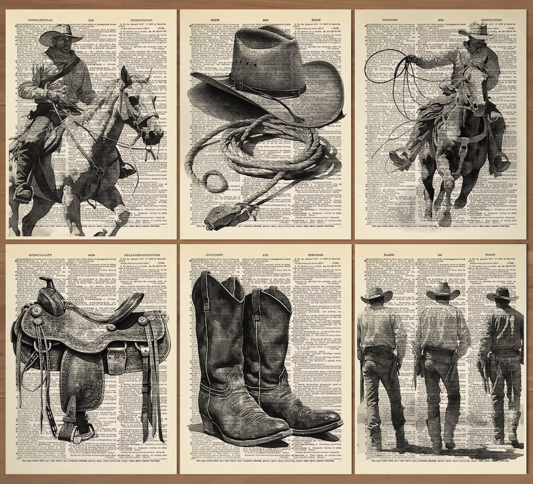 Cowboy Print Ensemble de 6 Cowboy Poster Cowboy Wall Art Cowboy Art ...