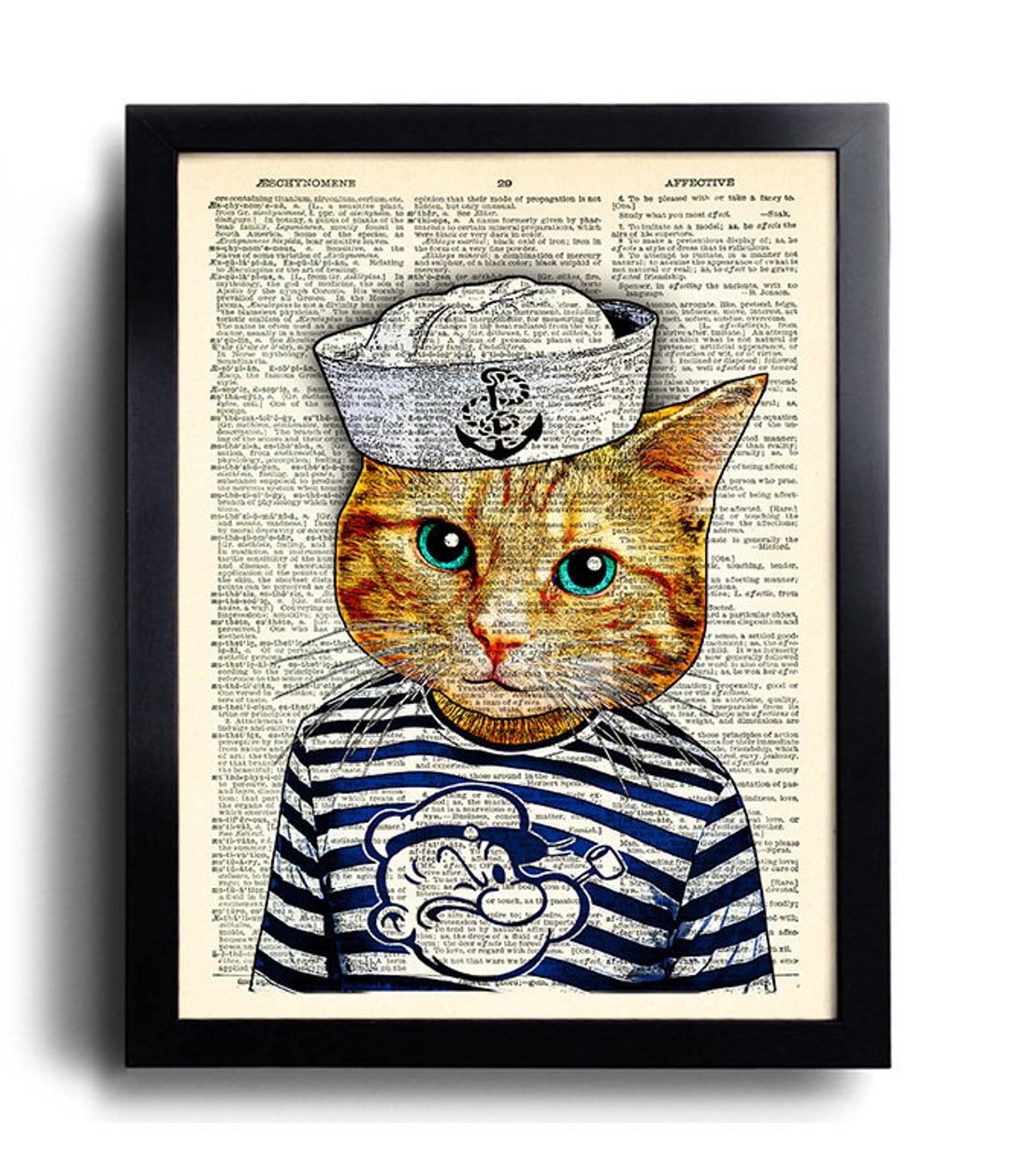Sailor Cat Poster Cool Cat Art Print Cat Kid Gift Idea Cat Kid Room ...