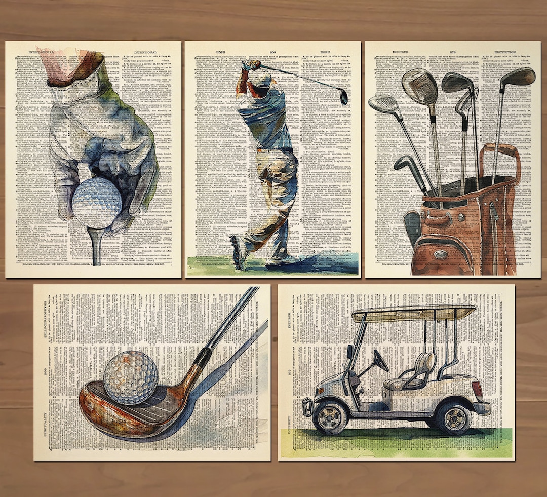 Golf Print Set of 5 Golf Poster Golfing Poster Vintage Golf Wall Decor ...