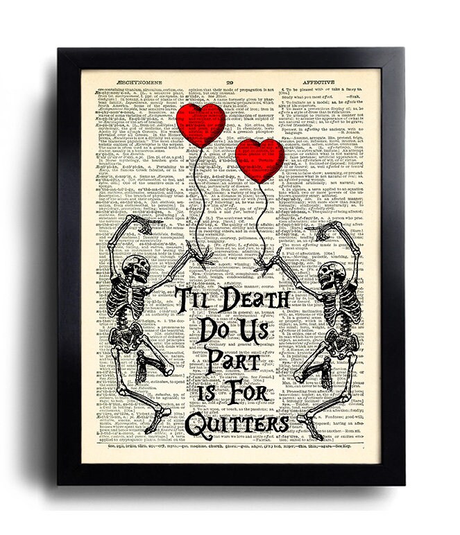Skeleton Bones Love Heart Print SKULL Poster Til Death Do Us Part is ...