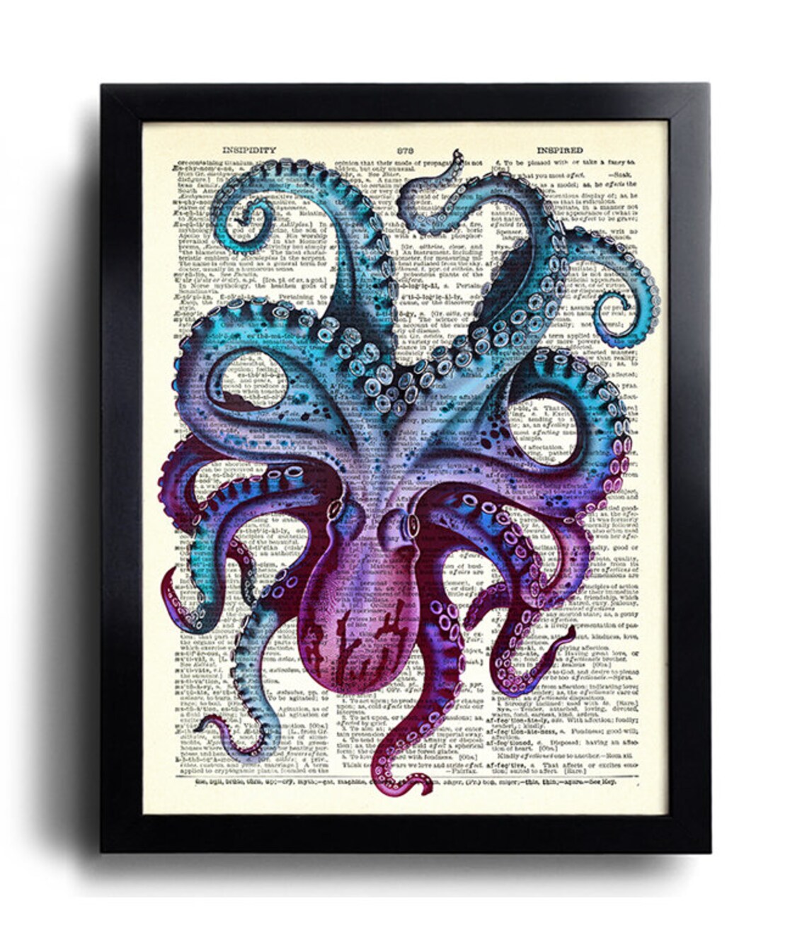 Octopus Print Set of 5 Octopus Poster Octopus Prints Squid Gift Set ...