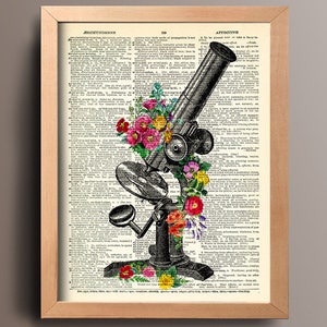 Microscope Art Print Antique Microscope Poster Medical Microscope Art ...