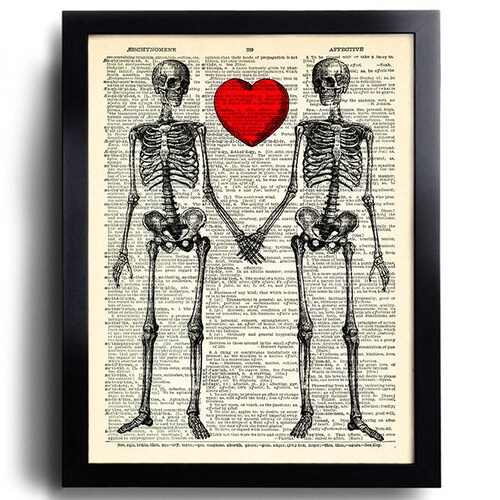 Skeleton Love Heart Love Bones Skull Art Print Poster Art - Etsy