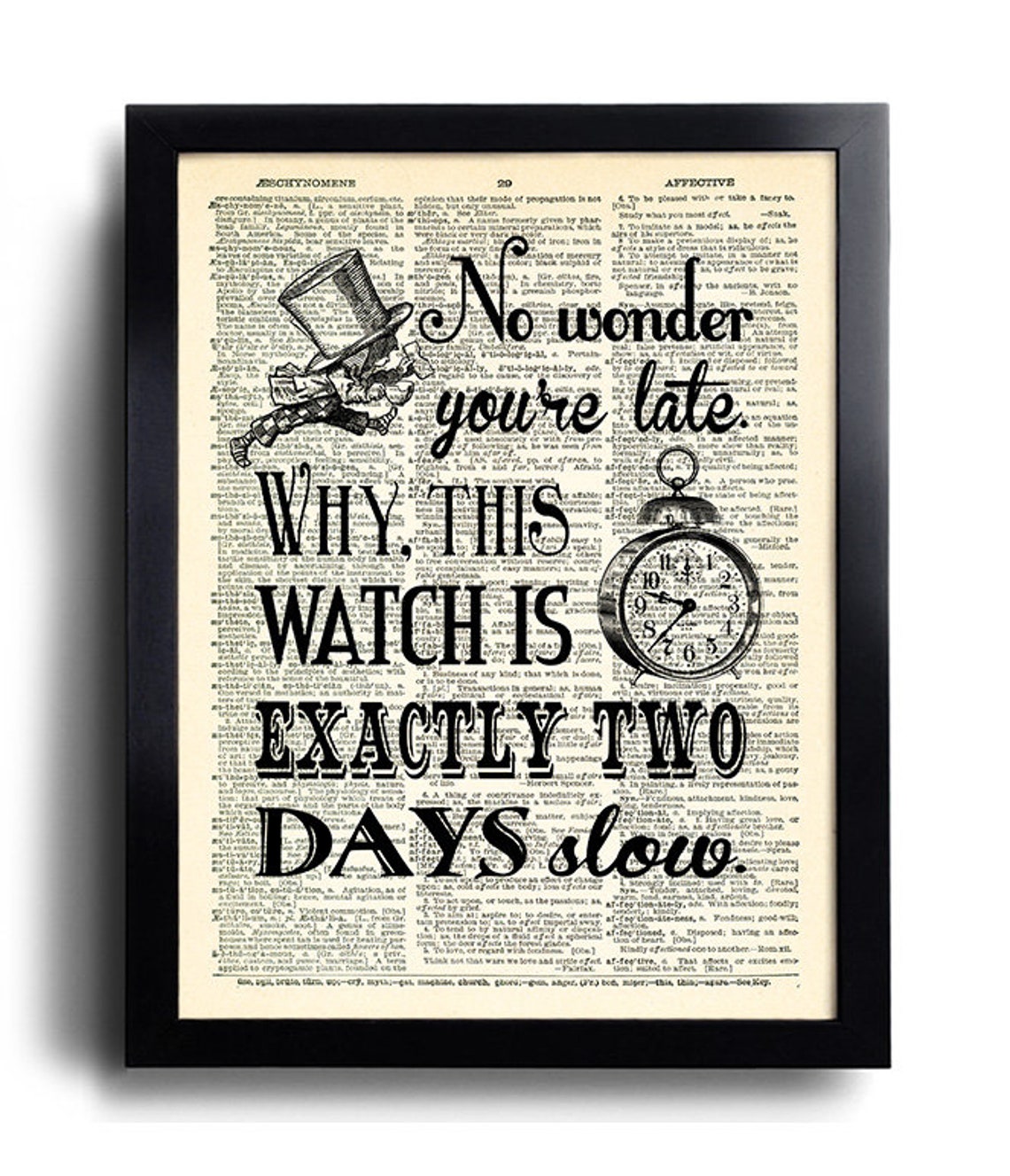 No Wonder You're Late Quotes Alice in Wonderland Poster Art Print ...