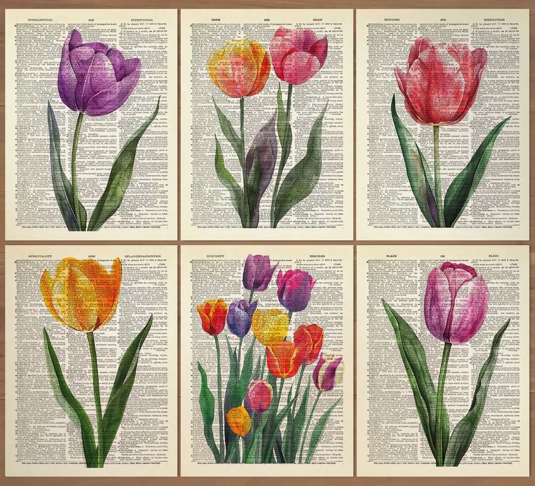 Tulip Print Set of 6 Tulip Flowers Wall Art Tulip Flower Poster ...
