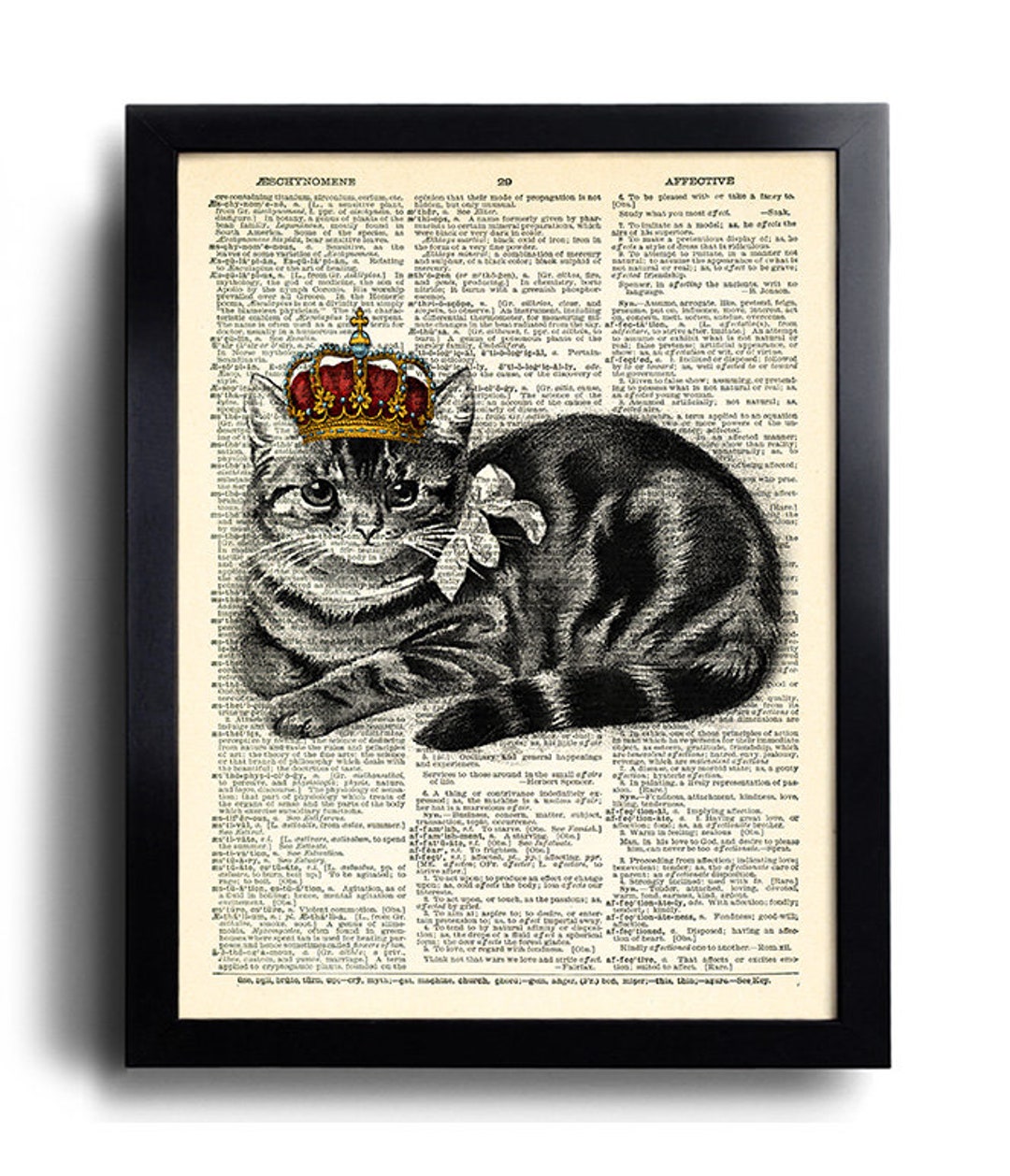Cat Art Print Vintage Cat Wall Decor Cat Crown Artwork Cat - Etsy
