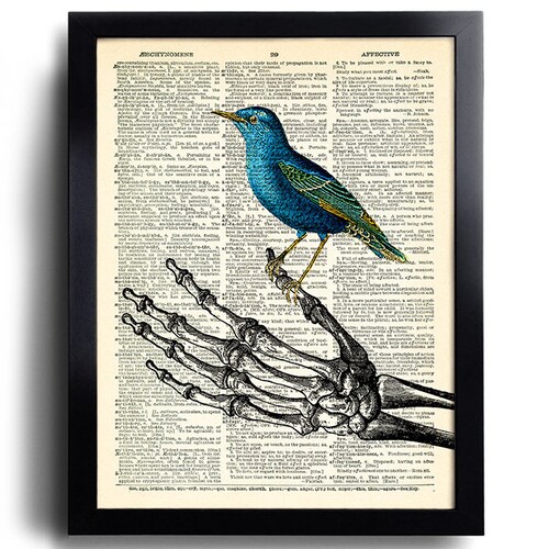 Skeleton Hand Art Blue Butterflies Art Print Skeleton Poster - Etsy